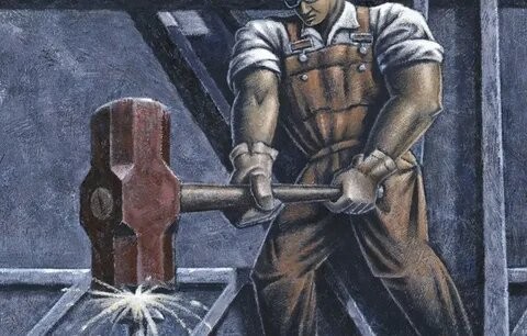 Create meme "The man with the hammer, The blacksmith, human labor ...
